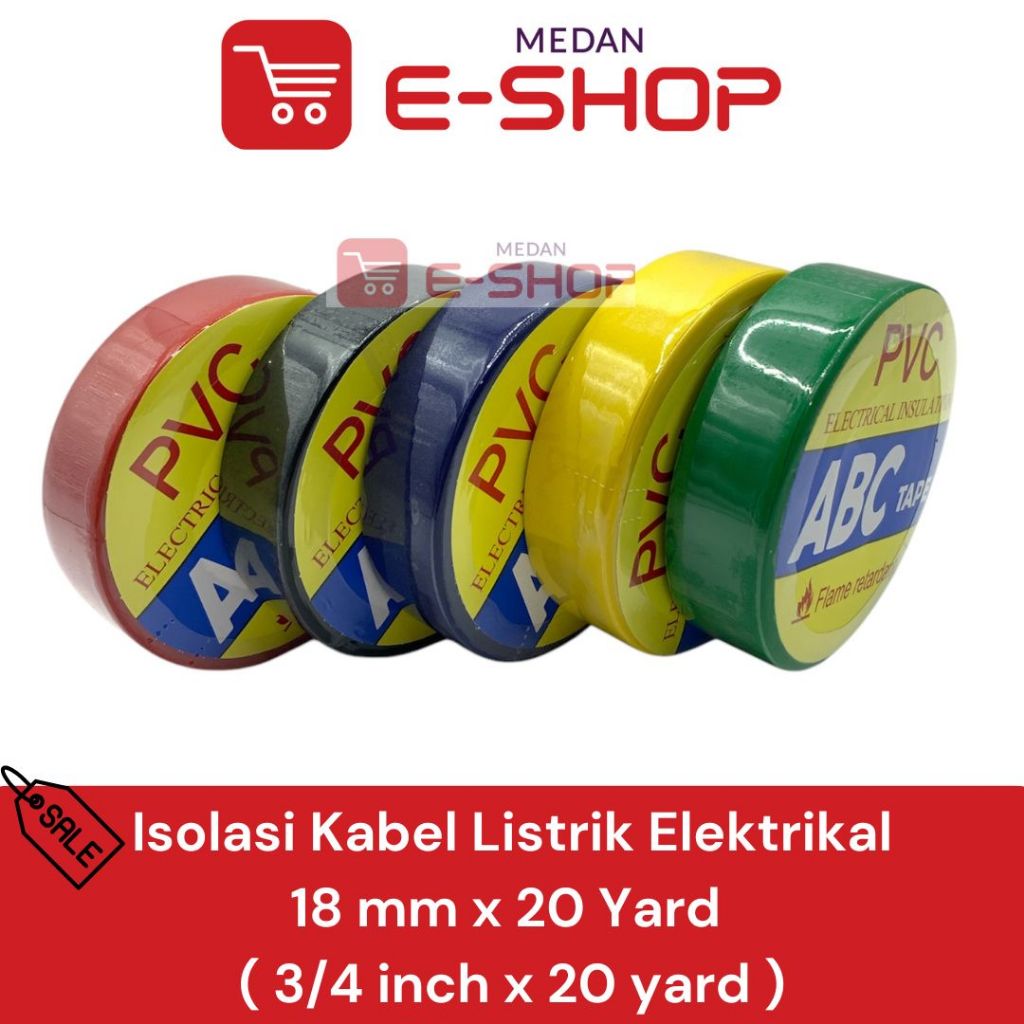 Jual Isolasi / Lakban / Solatip Listrik / Kabel Listrik PVC ABC Tape 18 ...