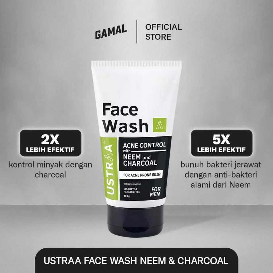 Jual USTRAA FACE WASH ACNE CONTROL WITH NEEM AND CHARCOAL FOR MEN ...