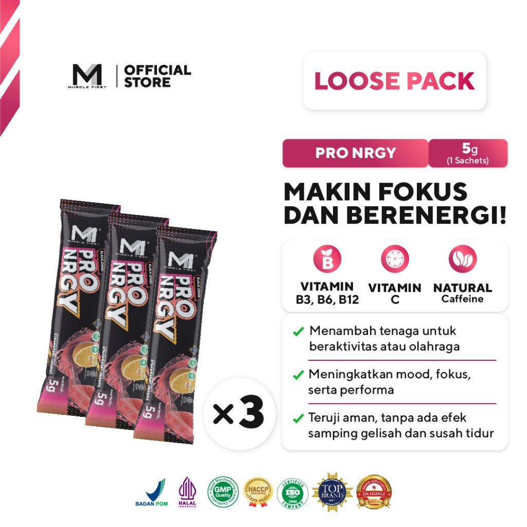 Jual MUSCLE FIRST Pro NRGY Sachet 3pcs - Pre Workout | Shopee Indonesia