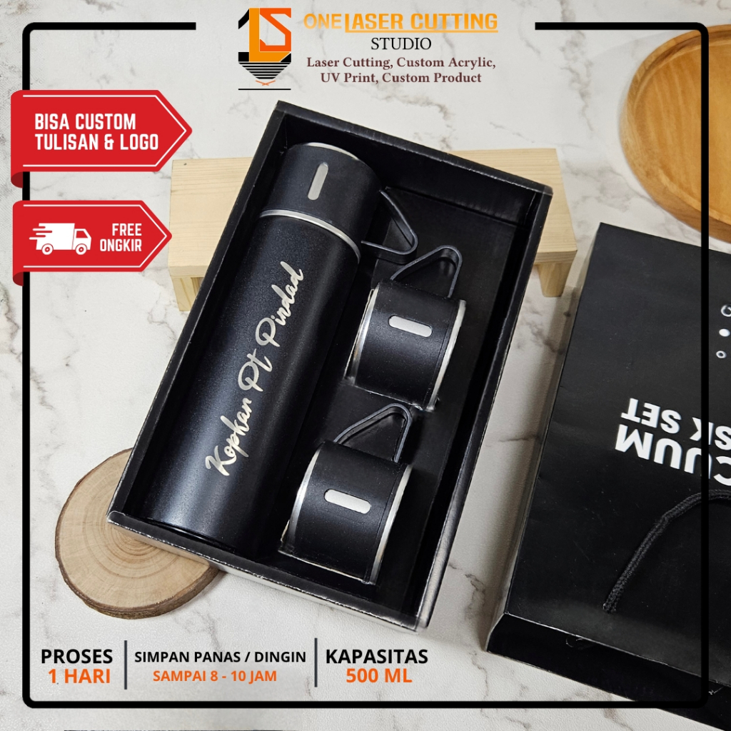 Jual Tumbler Sultan Custom Nama Vacuum Flask Set Custom Grafir Termos ...