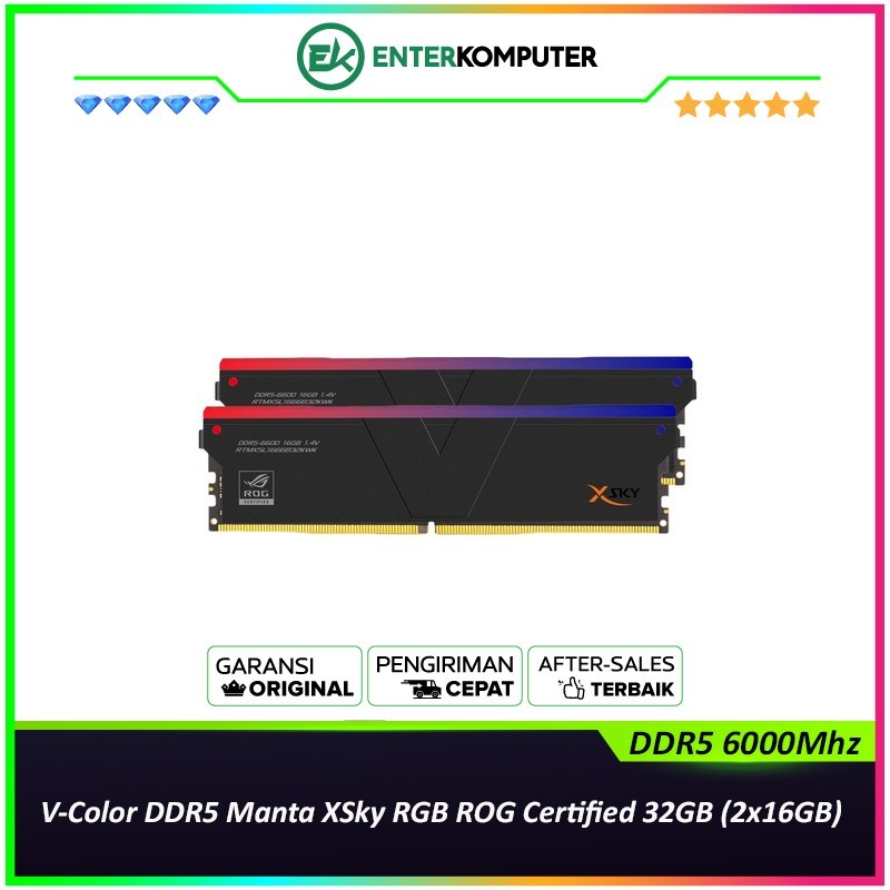 Jual V-Color DDR5 Manta XSky RGB ROG Certified 32GB (2x16GB) 6000MHz / RAM 32GB | Shopee Indonesia