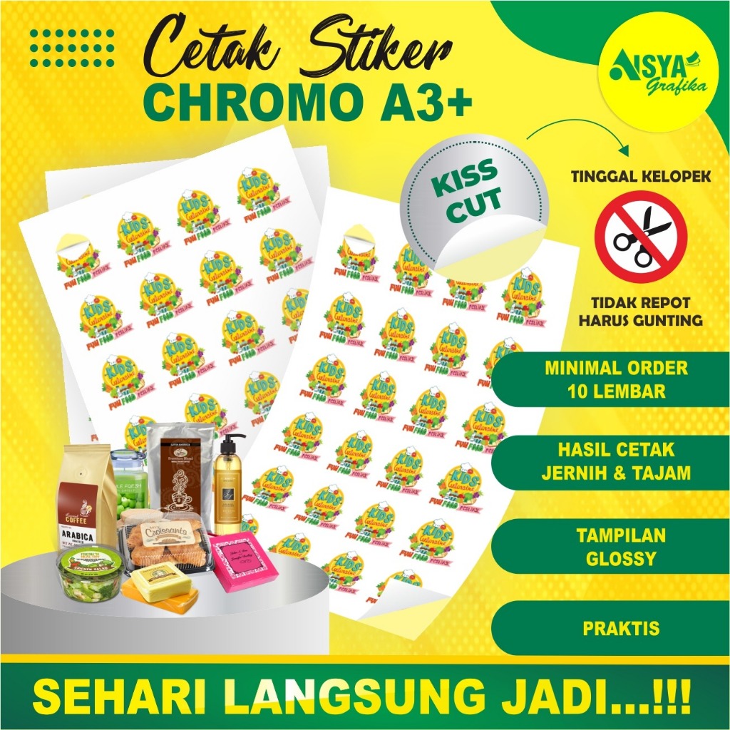 Jual CETAK A3+ STIKER CROMO KISS CUT stiker bontak stiker kemasan label ...