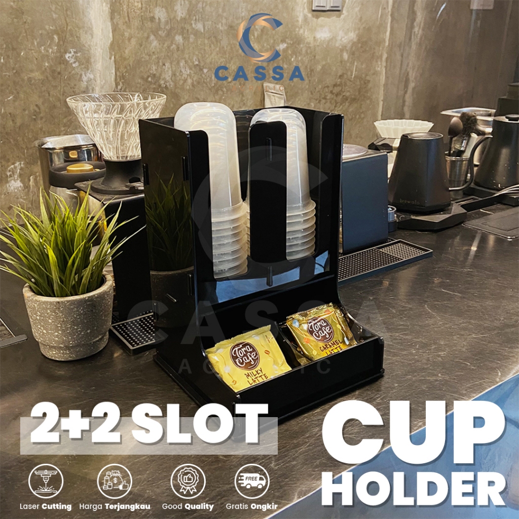 Jual Rak Cup Holder Rak Paper Cup Coffee Holder Organizer Akrilik 2 + 2 ...