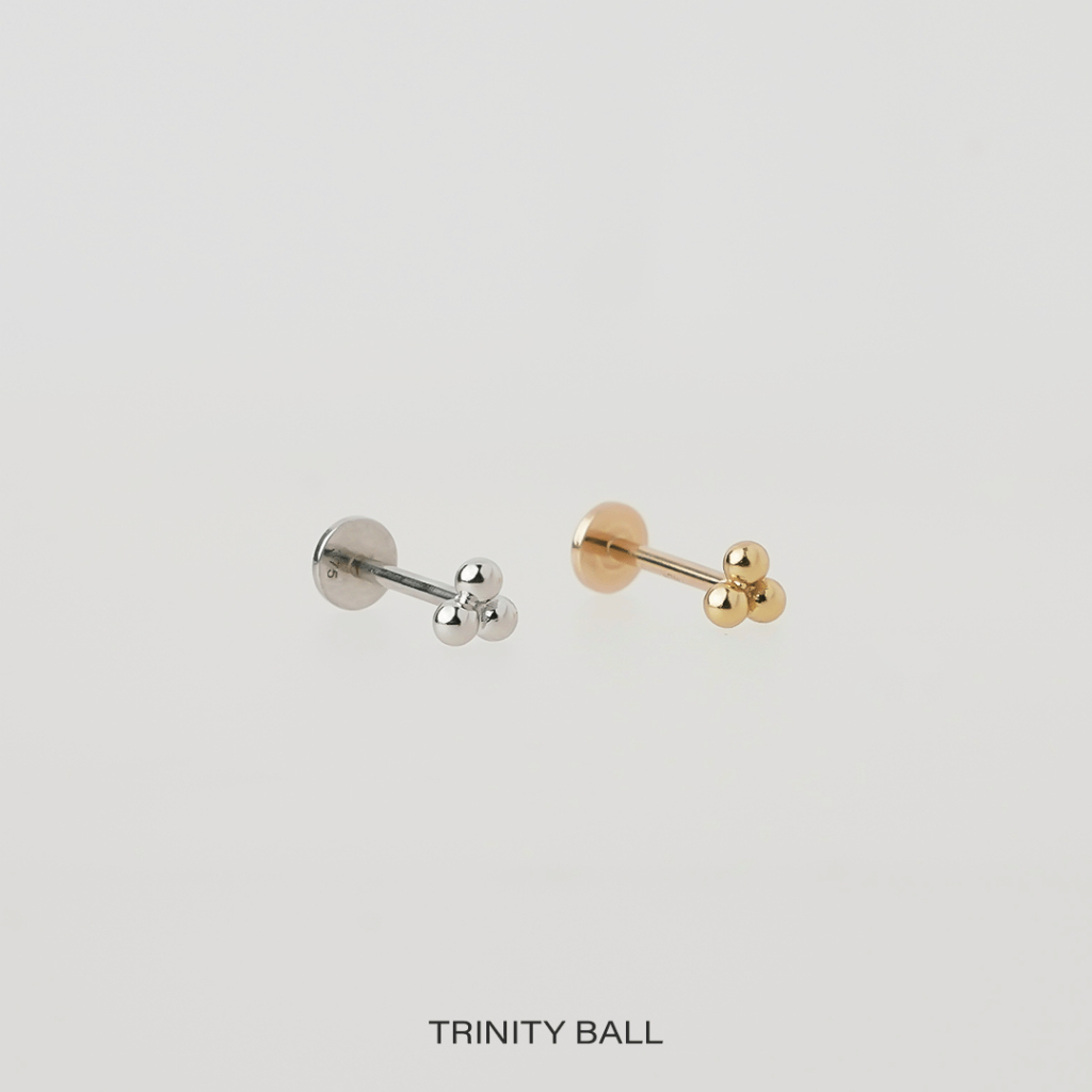 Jual Anting Flatback Silver 925 - 18K Emas Lapis Trinity Ball Stud 3 ...