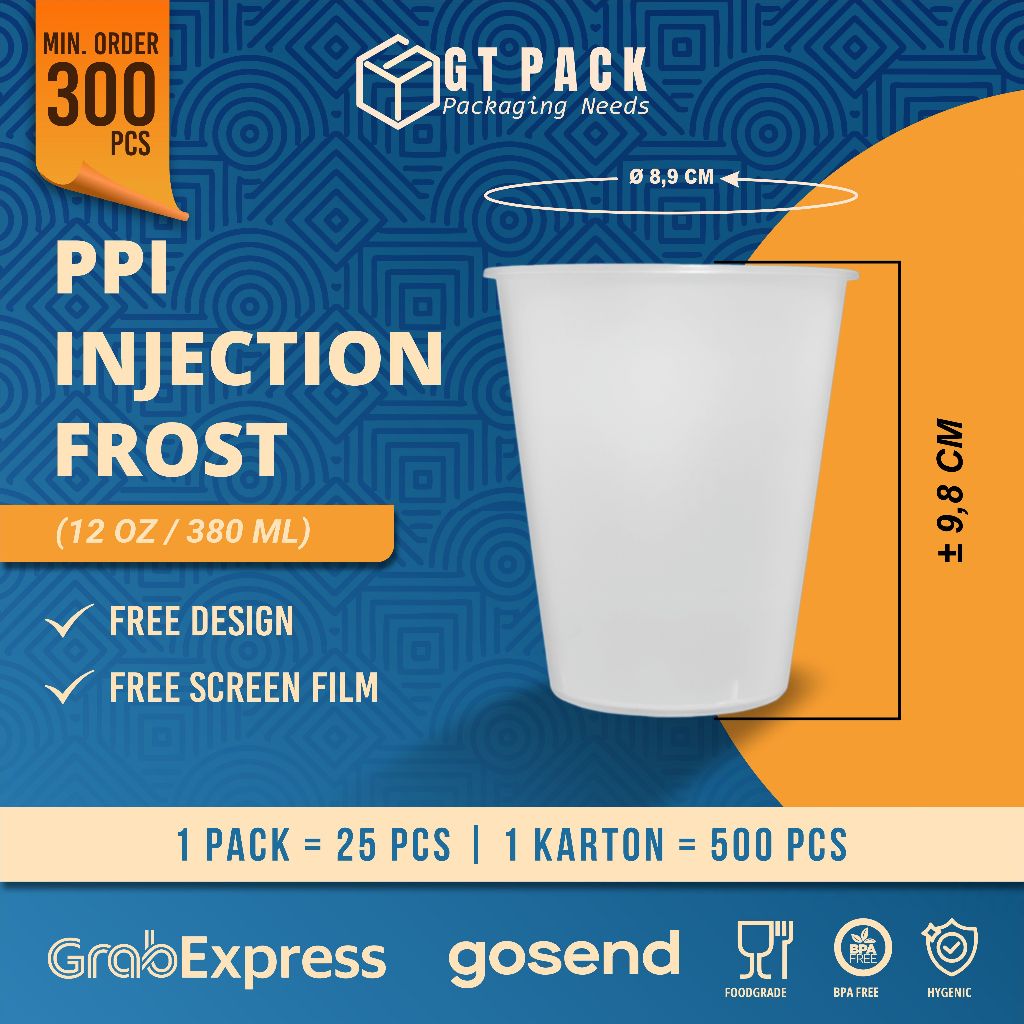 Jual Cup Plastik PP Injection Datar 380 ML (Frost) + Tutup | Shopee ...
