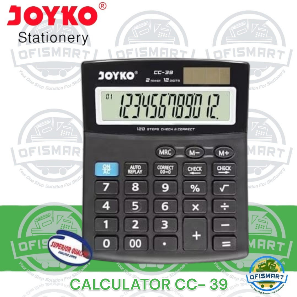 Jual Joyko Kalkulator 12 Digits Electronic Calculator CC-39 @ 1 Pcs ...