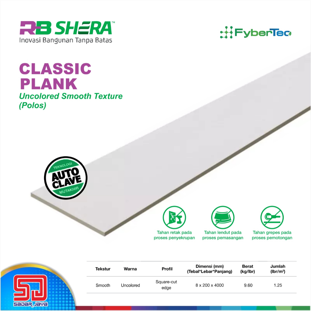 Jual RB SHERA Plank Smooth 20cm 4meter 8mm Lisplang Fiber Semen ...