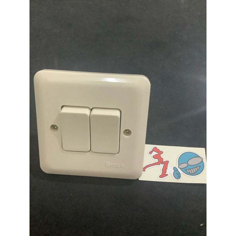 Jual saklar sakelar broco 2 double ib tanam cetekan lampu | Shopee ...