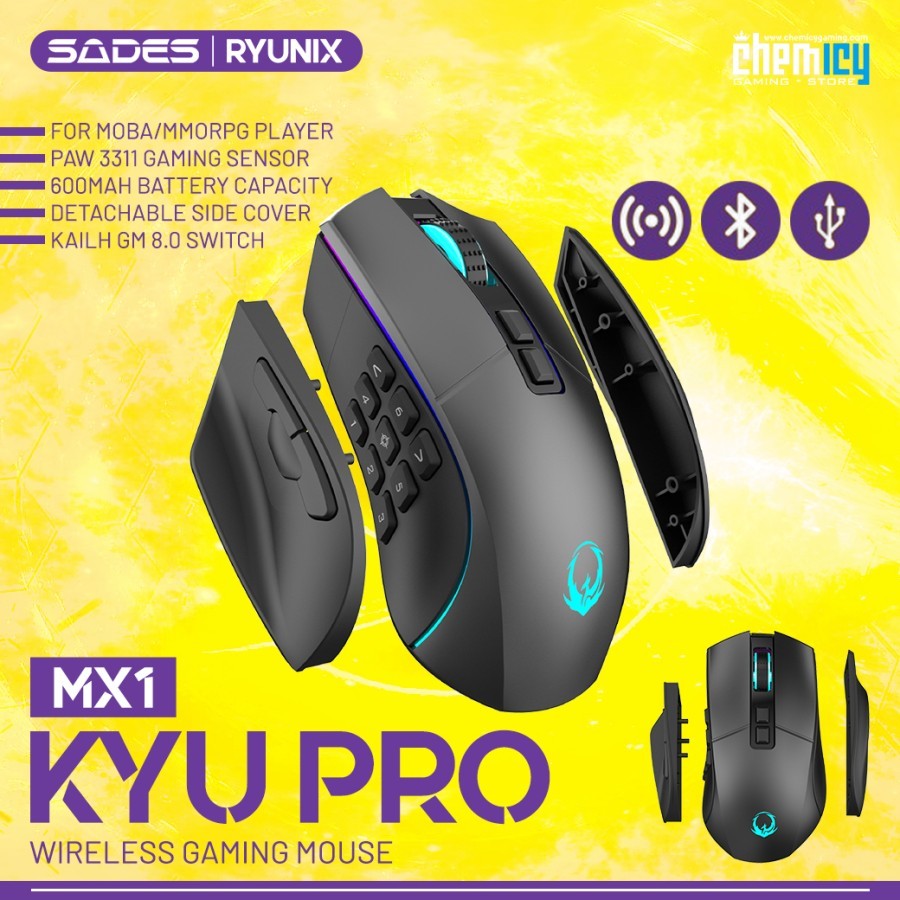 Jual Sades Ryunix Kyu Pro MX1 MMO Tri Mode Wireless Gaming Mouse | Shopee Indonesia