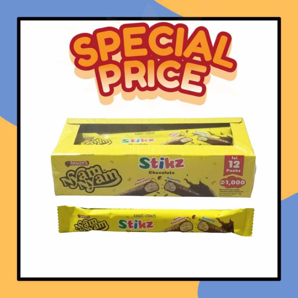 Jual Nyam Nyam Stikz Chocolate (10g x 12 pcs) Biskuit Stik Lapis Coklat Stick Biscuits Cokelat ...