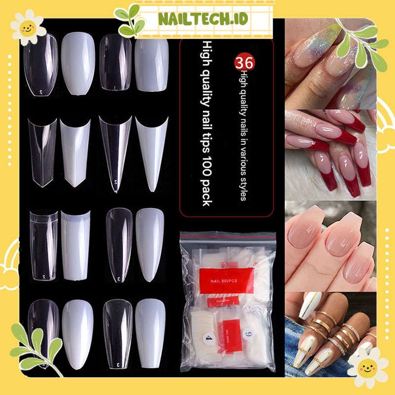 Jual 500pcs Kuku Palsu Almond / Oval / Square / Toe Shape Fake Nails ...