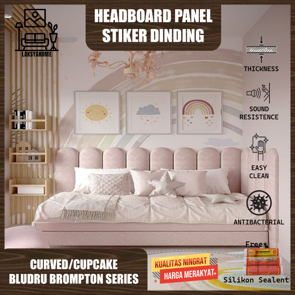 Jual Headboard Panel Dinding 20x60 Cupcake Bludru Brompton Series ...