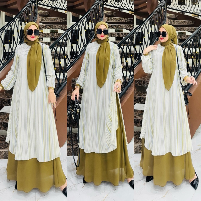 Jual Gamis melayu set hijab/Gamis kurung set hijab/Gamis malaysia set ...