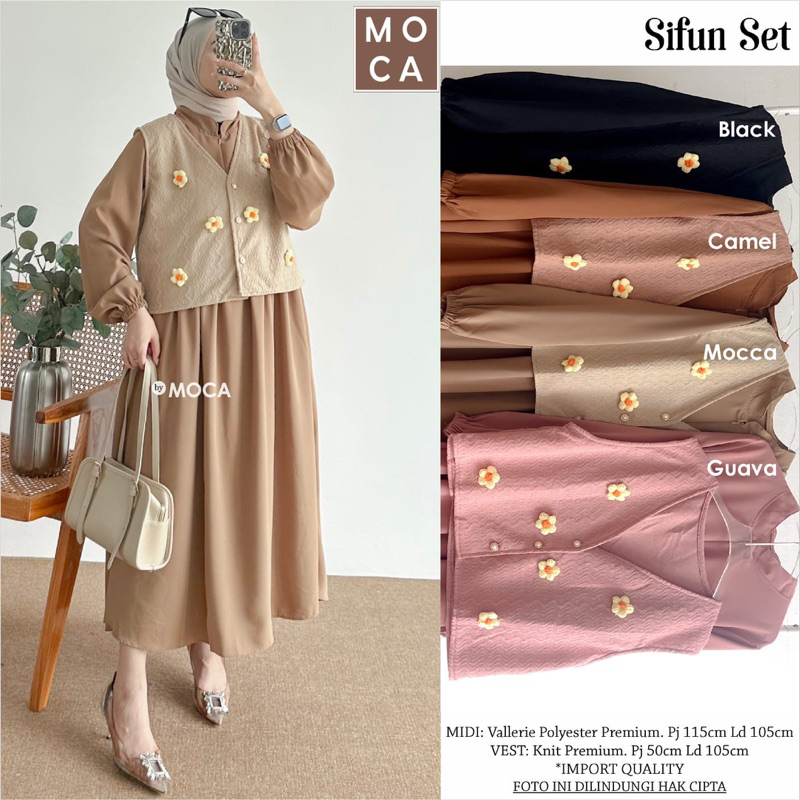 Jual Sifun Midi Dress Polos Mix Vest by MOCA | Shopee Indonesia