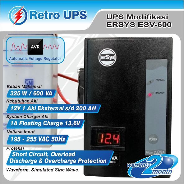 Jual UPS Modifikasi ERSYS ESV-600VA Body Besi Solusi Power Inverter ...