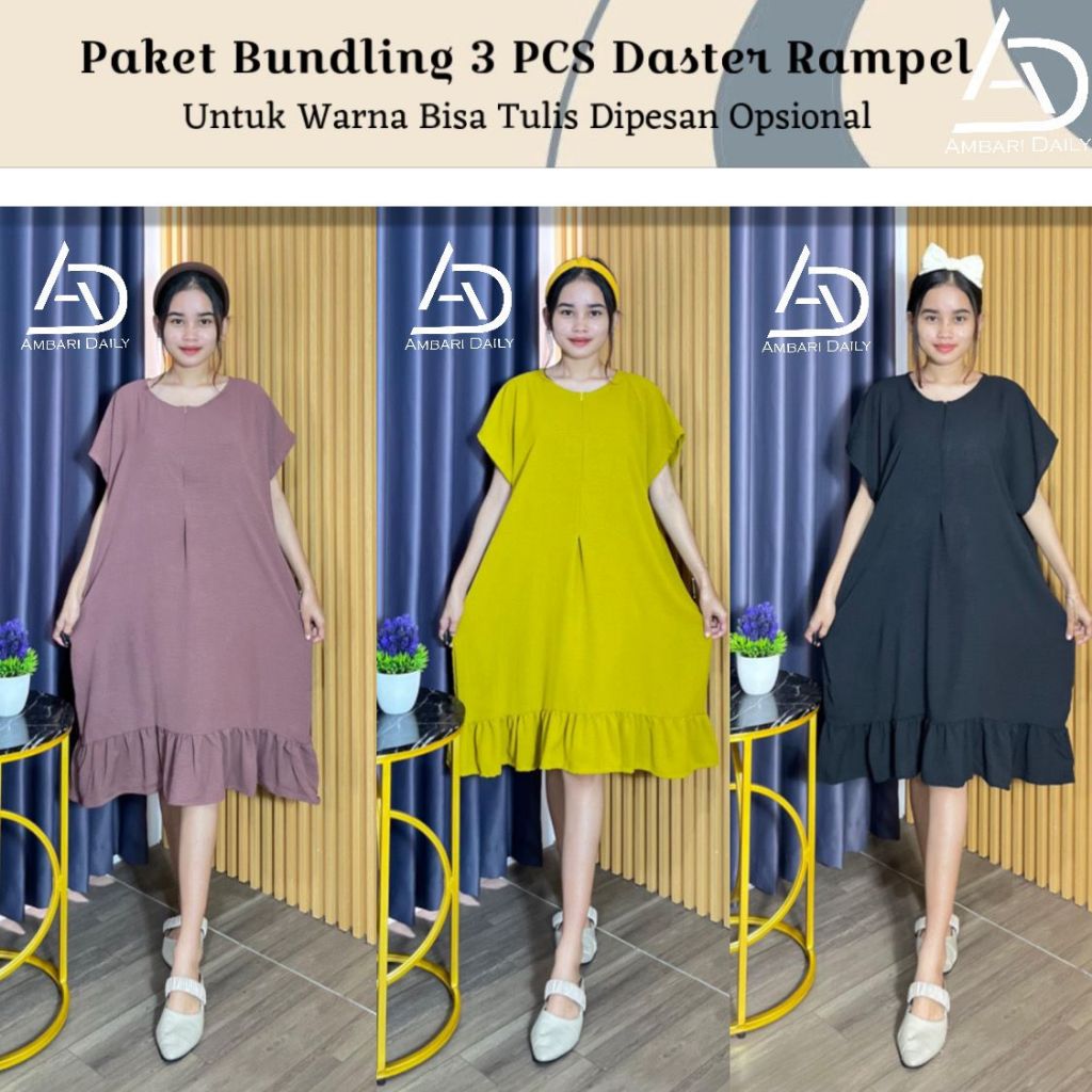 Jual Paket Hemat 3Pcs Daster Rempel Busui Crinkle | Shopee Indonesia