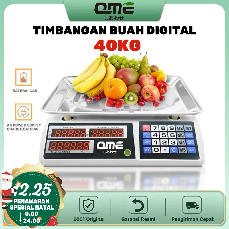 Jual QME Digital Computing Scale 40kg Double Display Timbangan Buah 40kg/Timbangan Buah Digital ...
