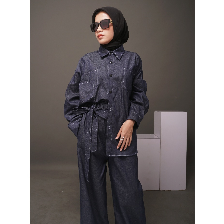Jual Roka Oneset Denim - Oneset Denim Oversize - One set Denim - Oneset ...