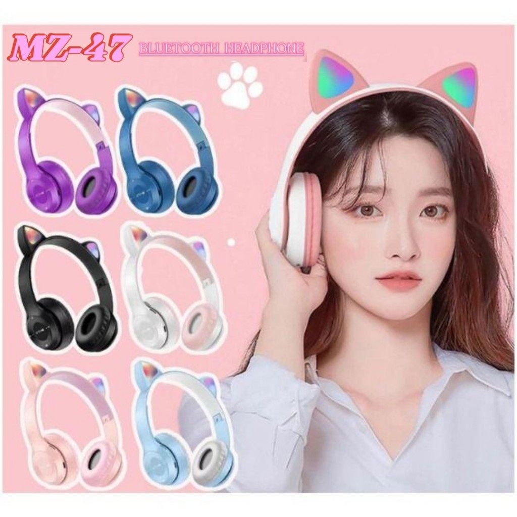 Jual [ Aurorashop88 ] HEADSET HANDSFREE LED BANDO CAT MACARON BLUETOOTH ...