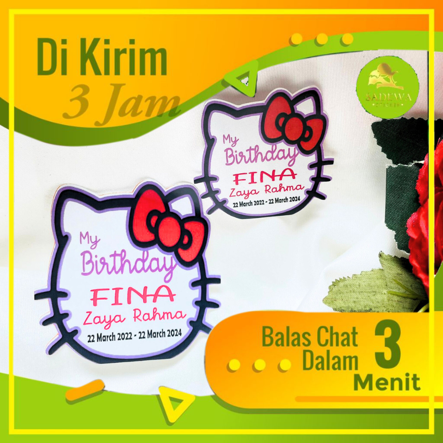 Jual 4-8 Sticker Ulang Tahun Custom Bentuk Karakter Stiker Label Ultah ...