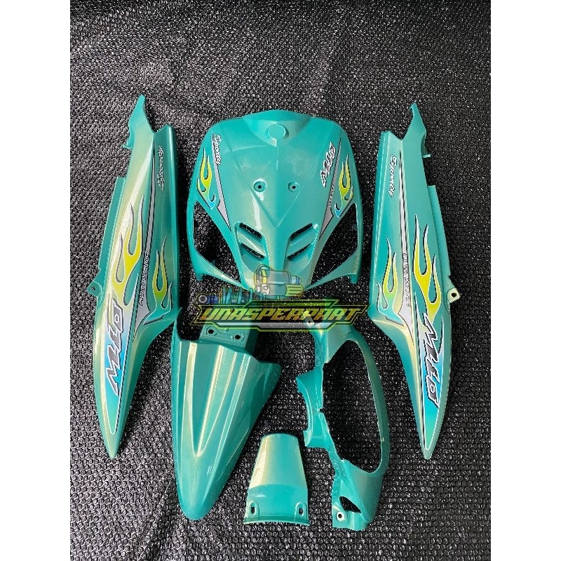 Jual Cover full body halus yamaha mio sporty aliens green plus striping ...
