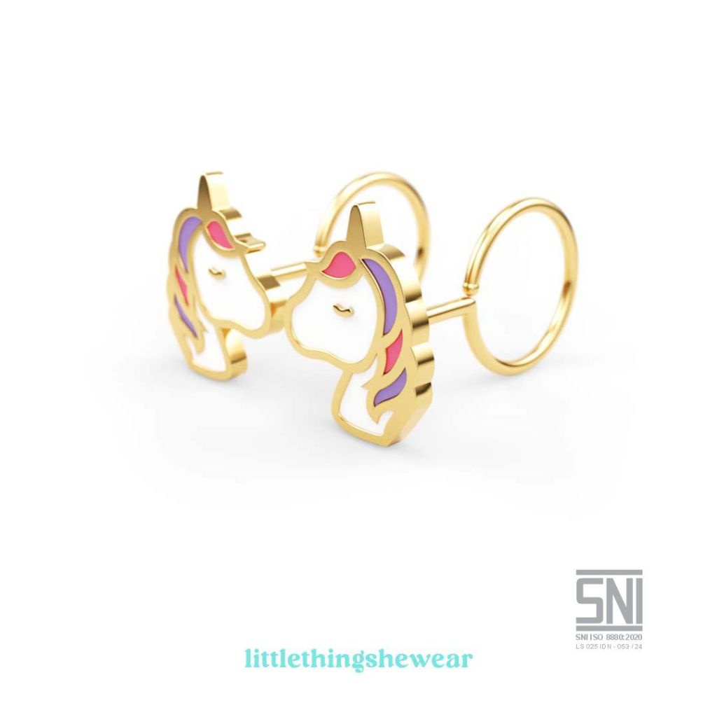 Jual LITTLETHINGSHEWEAR - Anting Emas Anak Little Unicorn - Anting Loop ...