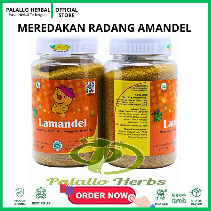 Jual BPOM Lamandel Bubuk Herbal kemasan BOTOL 200 gr Obat Amandel Anak ...