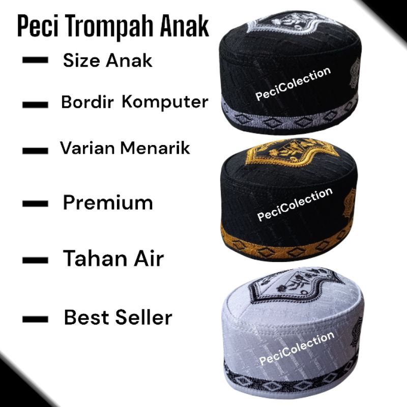 Jual Peci Kopyah Anak Peci Kopiah Trompah Plat Bordir Peci Songkok Anak ...