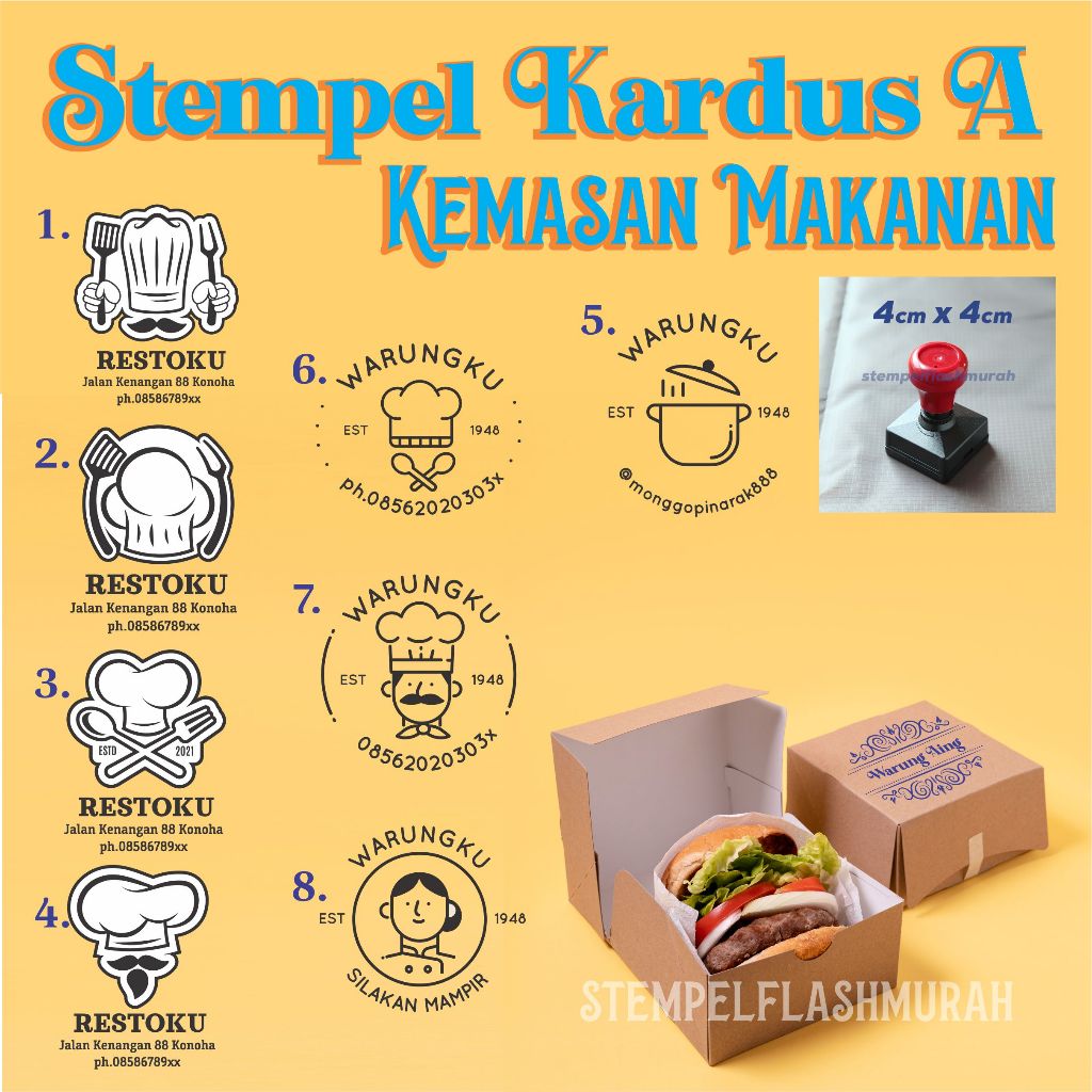 Jual stempel kardus kemasan A makanan kertas food packing paper bowl ...