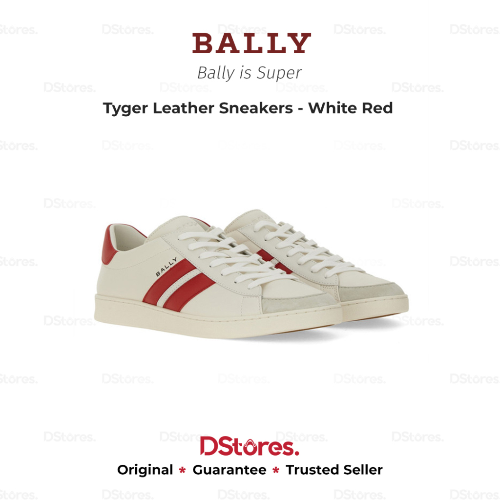 Jual Bally Sepatu Tyger Leather Sneakers - White Red | Shopee Indonesia