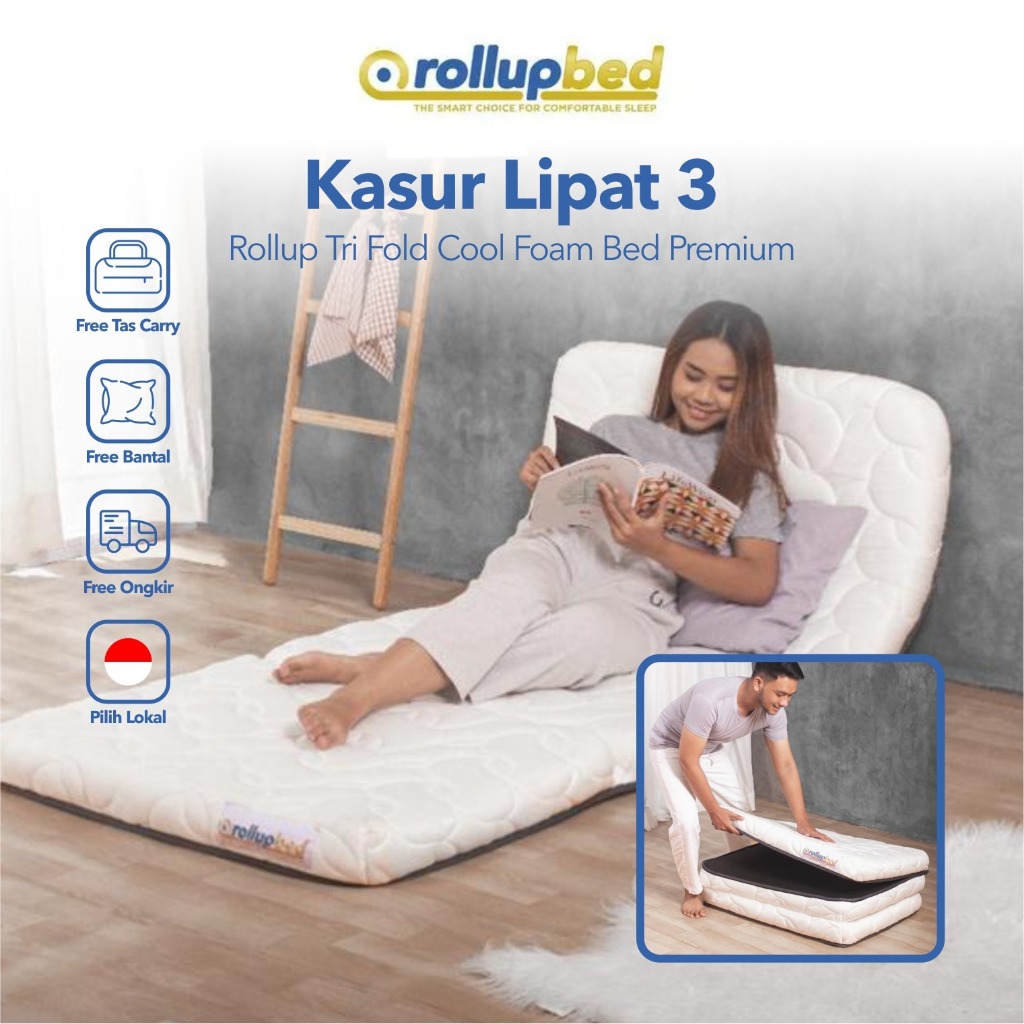Jual [Free Bantal+Tas Carry] Kasur Lipat 3 Tebal 10cm - Rollup Tri Fold ...