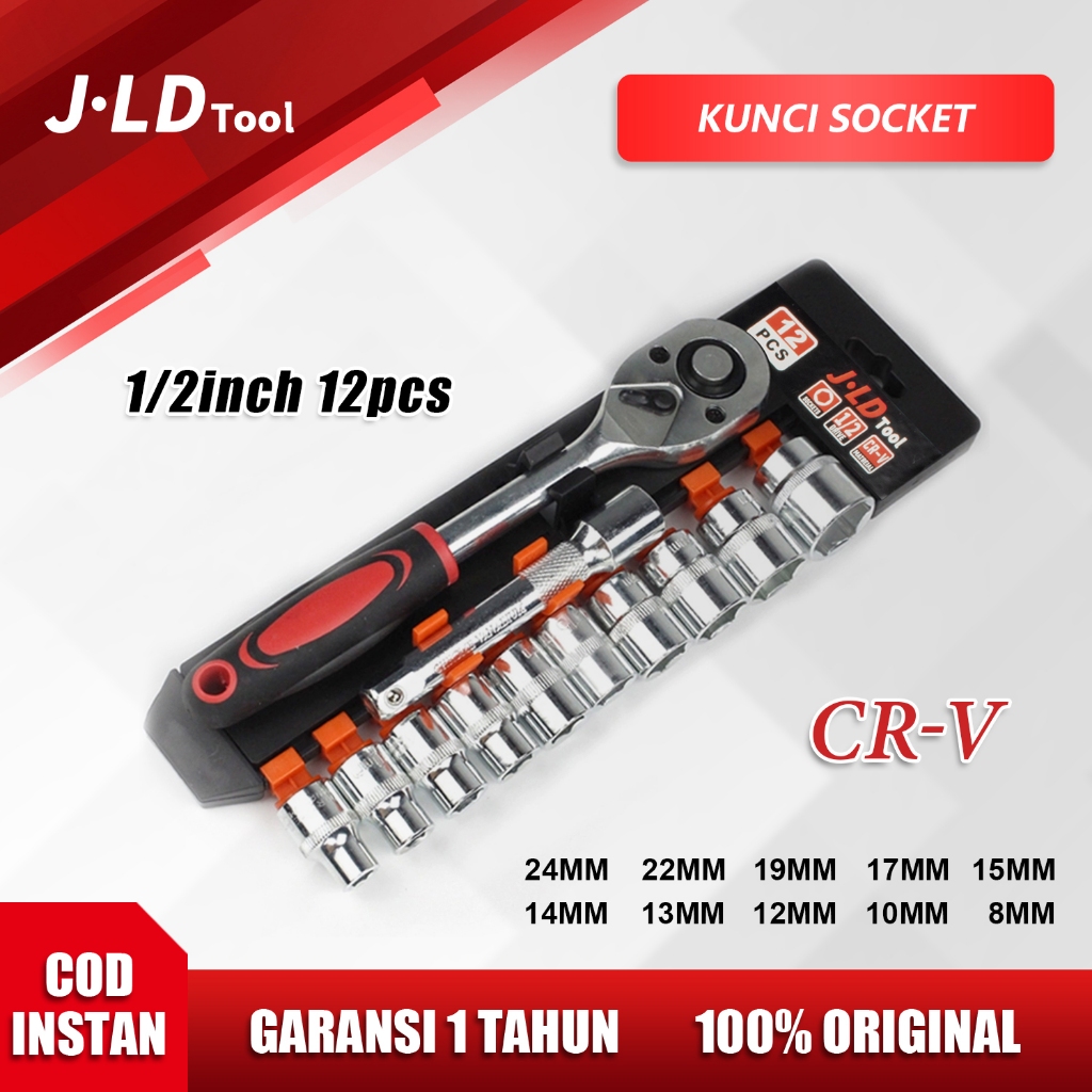 Jual JLD Kunci Socket Set 1/2inch kunci lengkap full set 12pcs Kunci ...