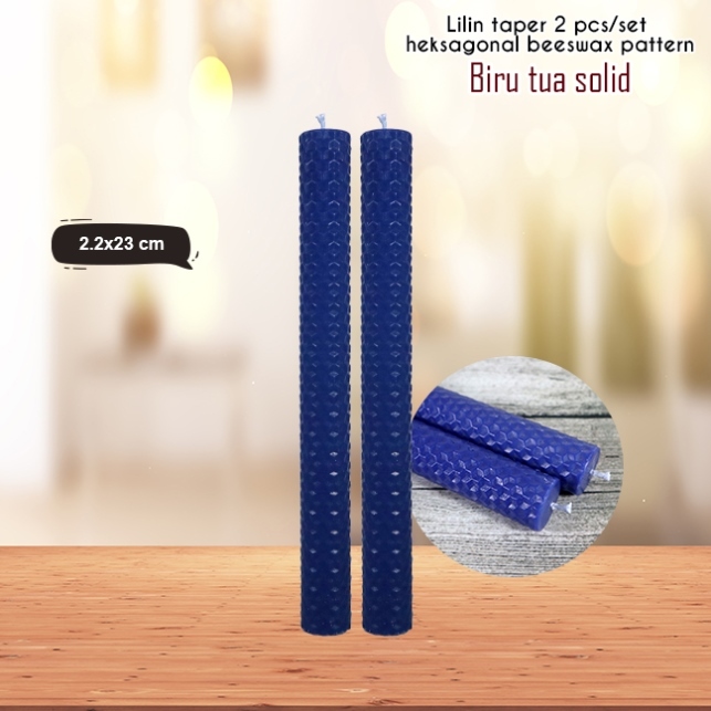 Jual Lilin Batang Biru Tua Taper Hexagonal Beeswax Pattern Solid ...