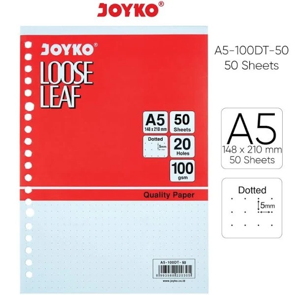 Jual Joyko Loose Leaf A5 Blank 50 Sheets/Lembar / Kertas Isi Ulang Binder Murah ...