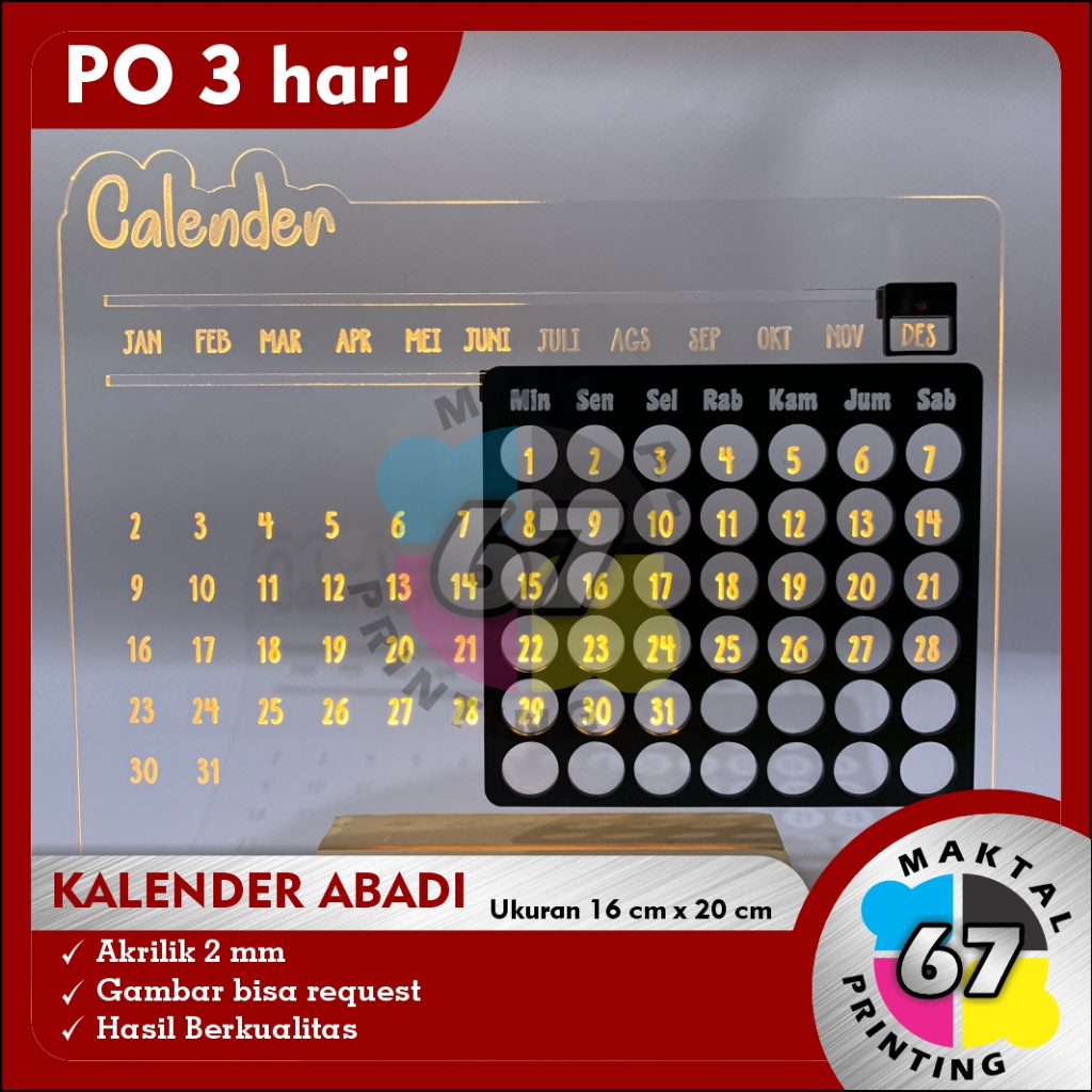Jual Kalender Akrilik Abadi | Kalender selamanya | Kalender Awet ...