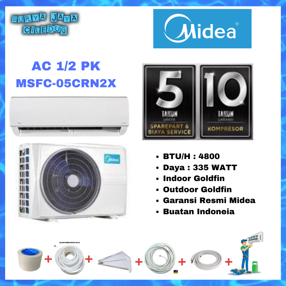 Jual AC MIDEA 1/2PK MSFC-05CRN2X + PASANG SAMPE DINGIN - JABODETABEK | Shopee Indonesia