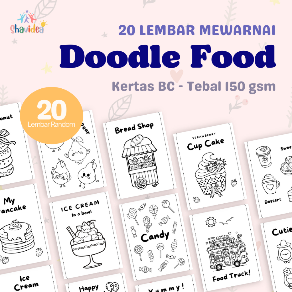 Jual COLORING PAGES / Lembar Mewarnai Isi 15 Lembar TEMA DOODLE MAKANAN ...