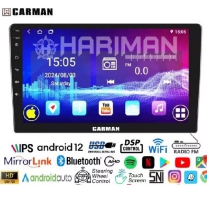 Jual Head Unit Double Din 9 Inch Android Carman Fire Ram 2/32 GB Wifi ...