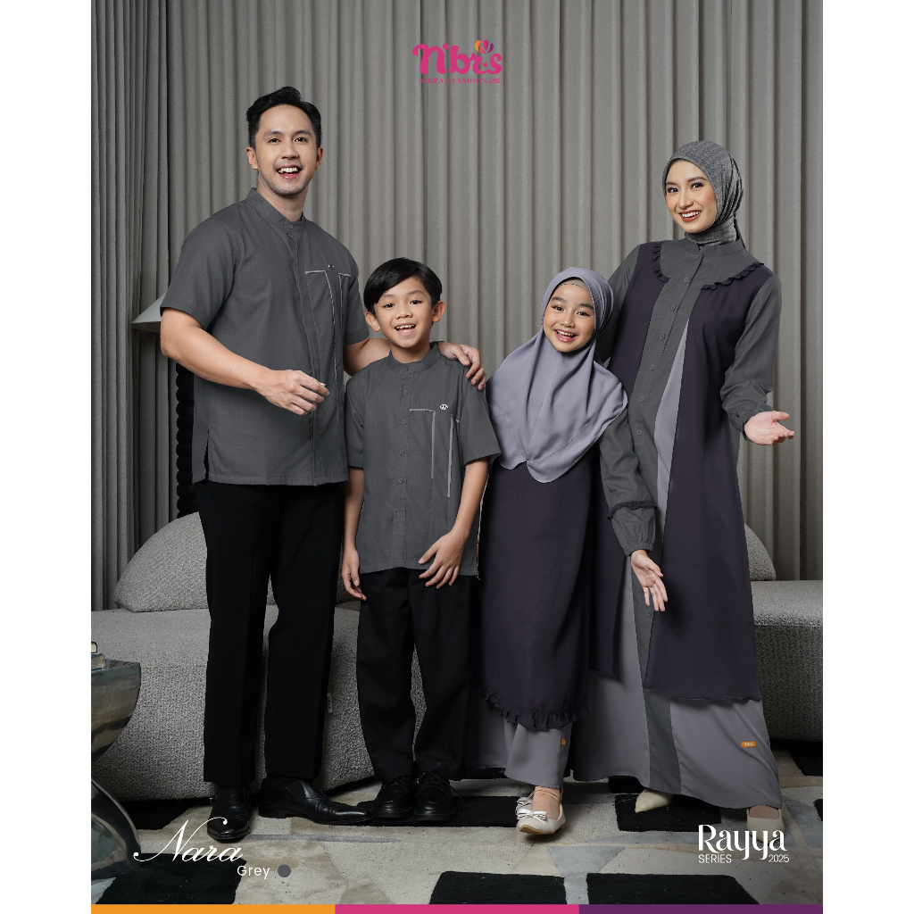 Jual Nibras Rayya Series 2025 Nara Grey Sarimbit Keluarga Set Baju ...