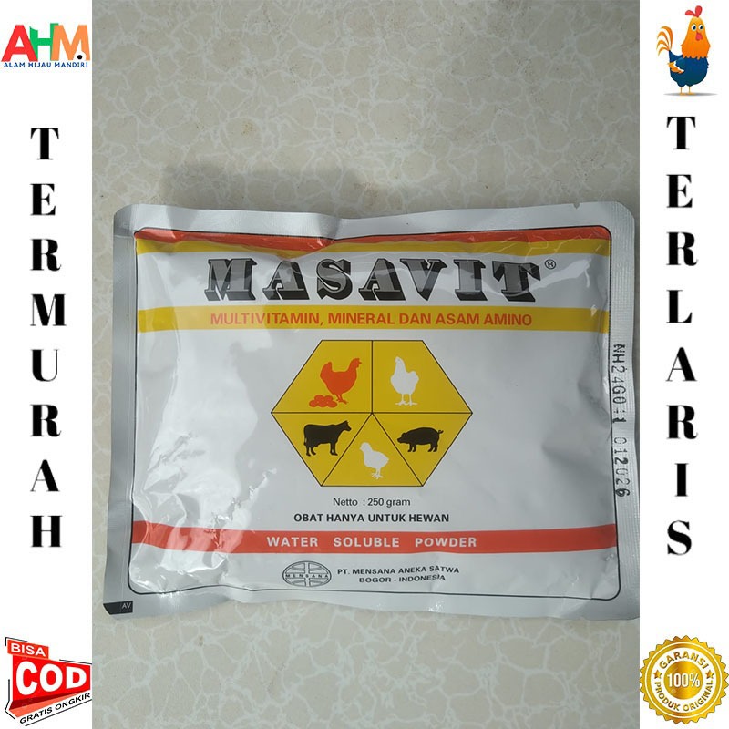 Jual MASAVIT Multivitamin Mineral Asam Amino Hewan Ternak Unggas Ayam Babi Sapi 250 Gram ...