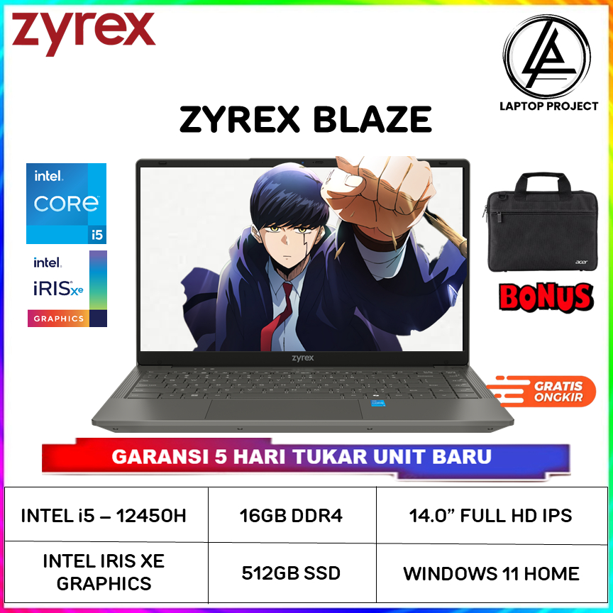 Jual LAPTOP ZYREX BLAZE I5 12450H 16GB SSD 512GB W11 14" FHD IPS W11 | Shopee Indonesia