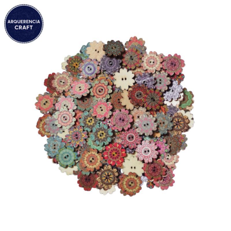 Jual 10 Pcs Kancing Hias Kayu Bentuk Bunga Motif Bohoo | Kancing ...