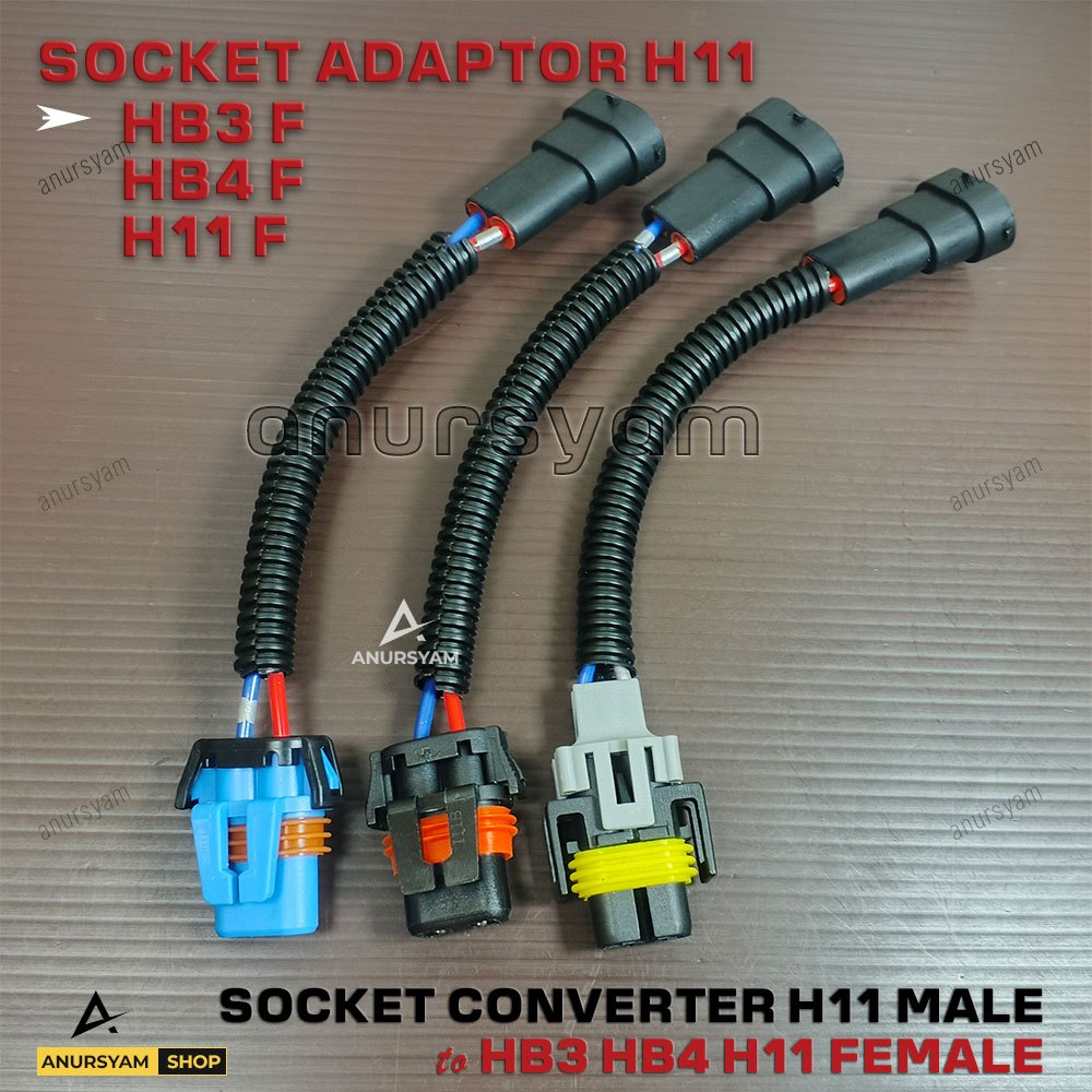 Jual Socket Converter HID LED H11 ke HB3 H11 HB4 H7 - Fitting Konverter ...
