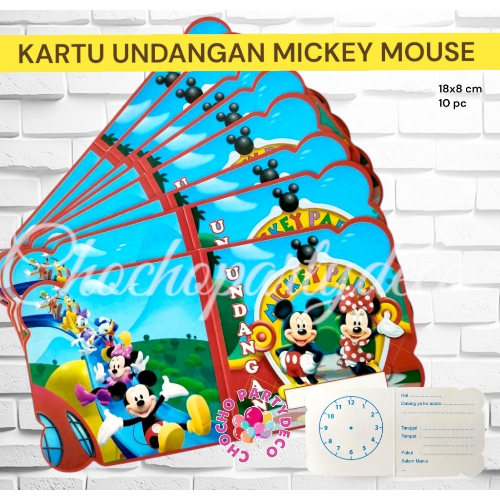 Jual Kartu Undangan Ulang Tahun MICKEY MOUSE Isi 10 / Kartu Undangan ...