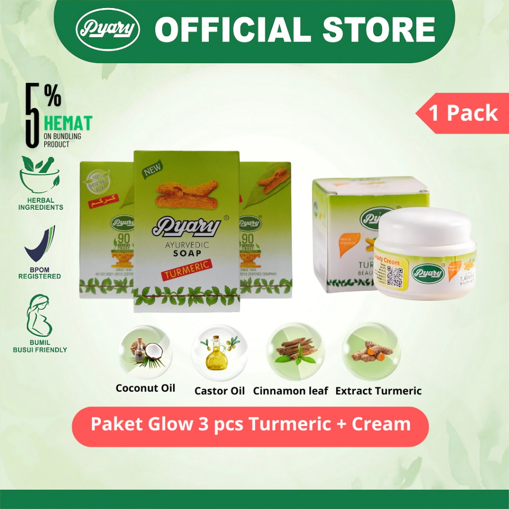 Jual PYARY 3 Pcs Sabun Turmeric & 1 Pcs Turmeric Cream - Paket Glow A ...