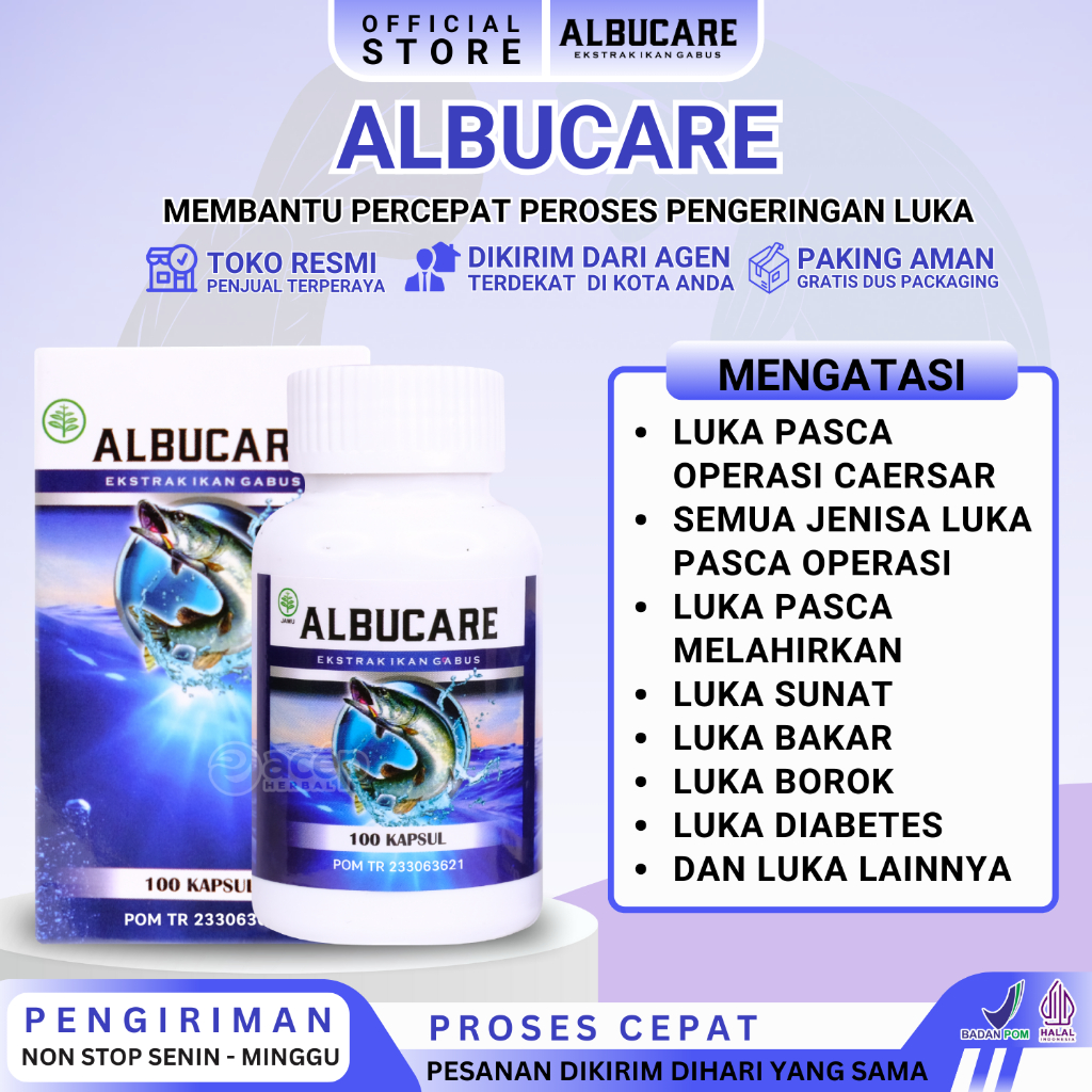 Jual Kapsul Ikan Gabus Albucare Obat Pengering Luka Pasca Operasi Caesar Melahirkan Pengering ...