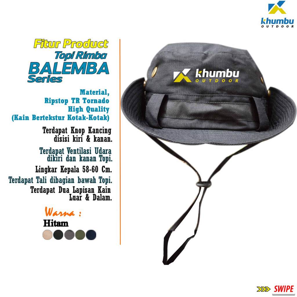 Jual KHUMBU | Topi Rimba Double Air Vent Warna HITAM | Topi Mancing ...