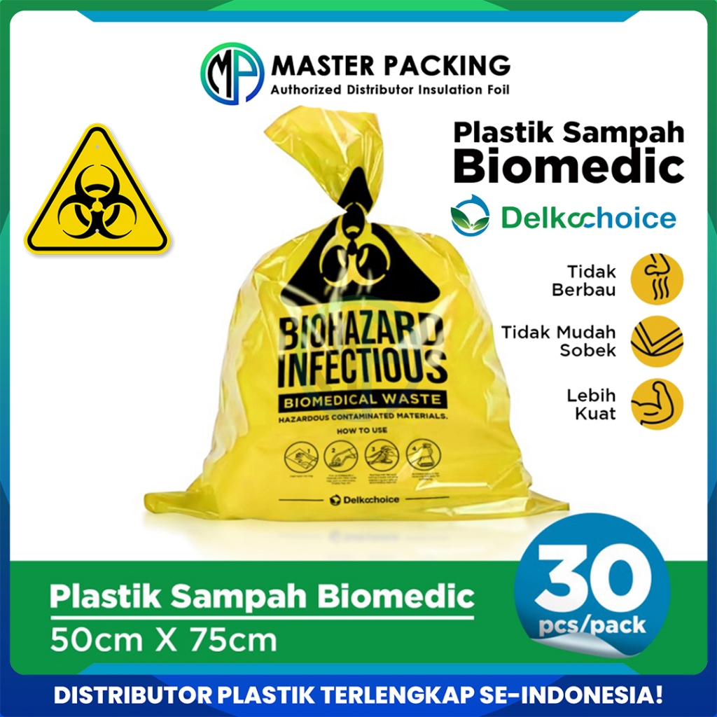 Jual Kantong Plastik Sampah BioHazzard 50X75CM Plastik Sampah Limbah ...