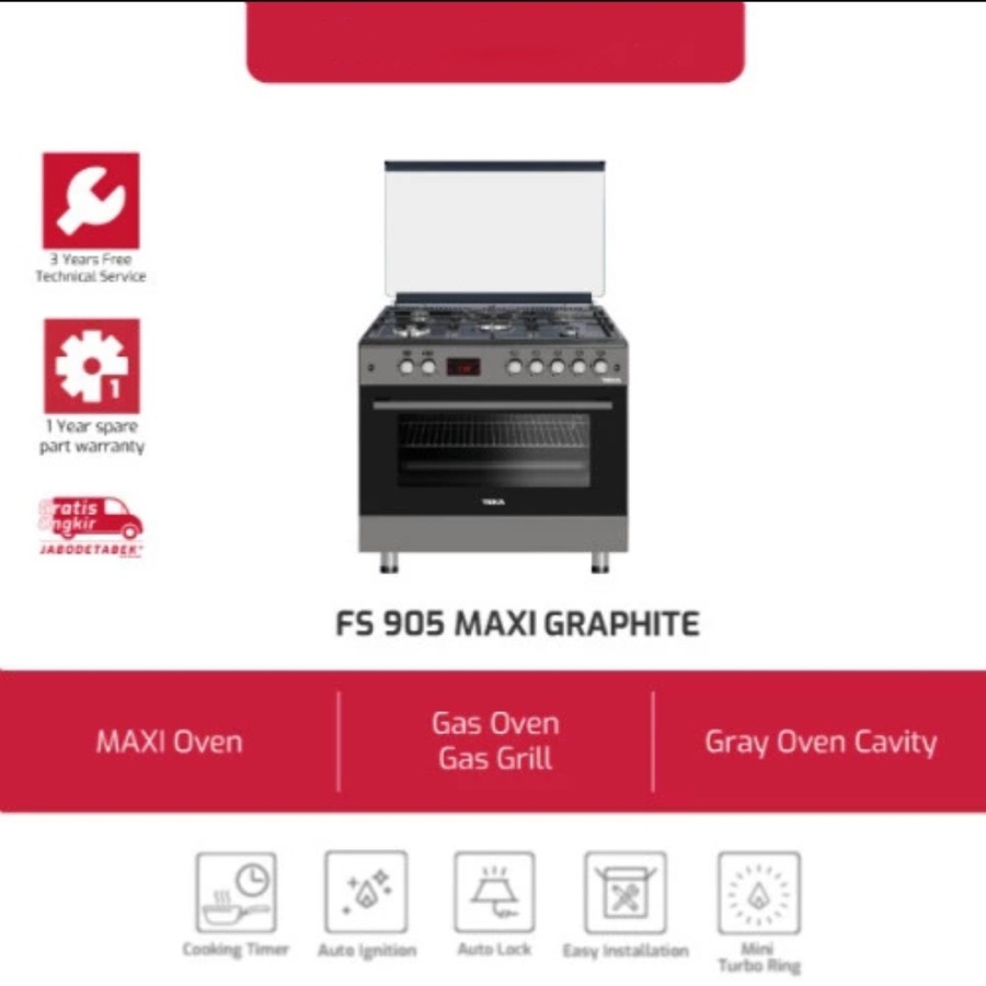 Jual Freestanding Cooker Oven Kompor TEKA FS905 Maxi Graphite 90cm Full Oven | Shopee Indonesia