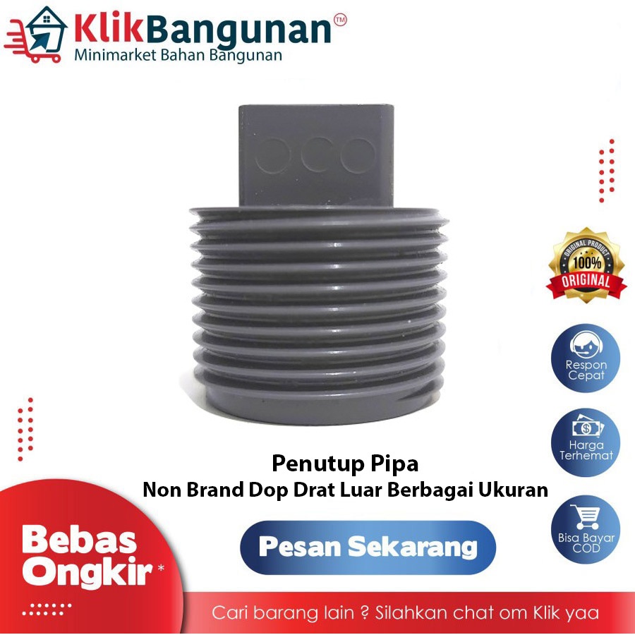 Jual DOP DRAT LUAR BAHAN PVC BERBAGAI UKURAN / TUTUP PIPA DRAT LUAR ...